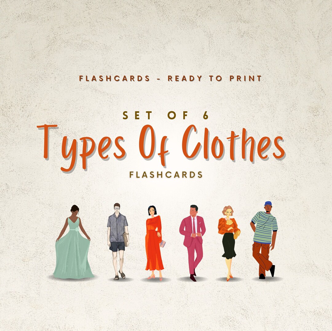 Printable Flashcards Types of Clothes Fashion Poster - Etsy