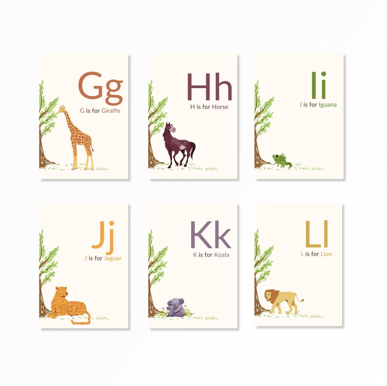 Buy Printable Alphabet Flash Cards Animal Alphabet ABC Poster ...