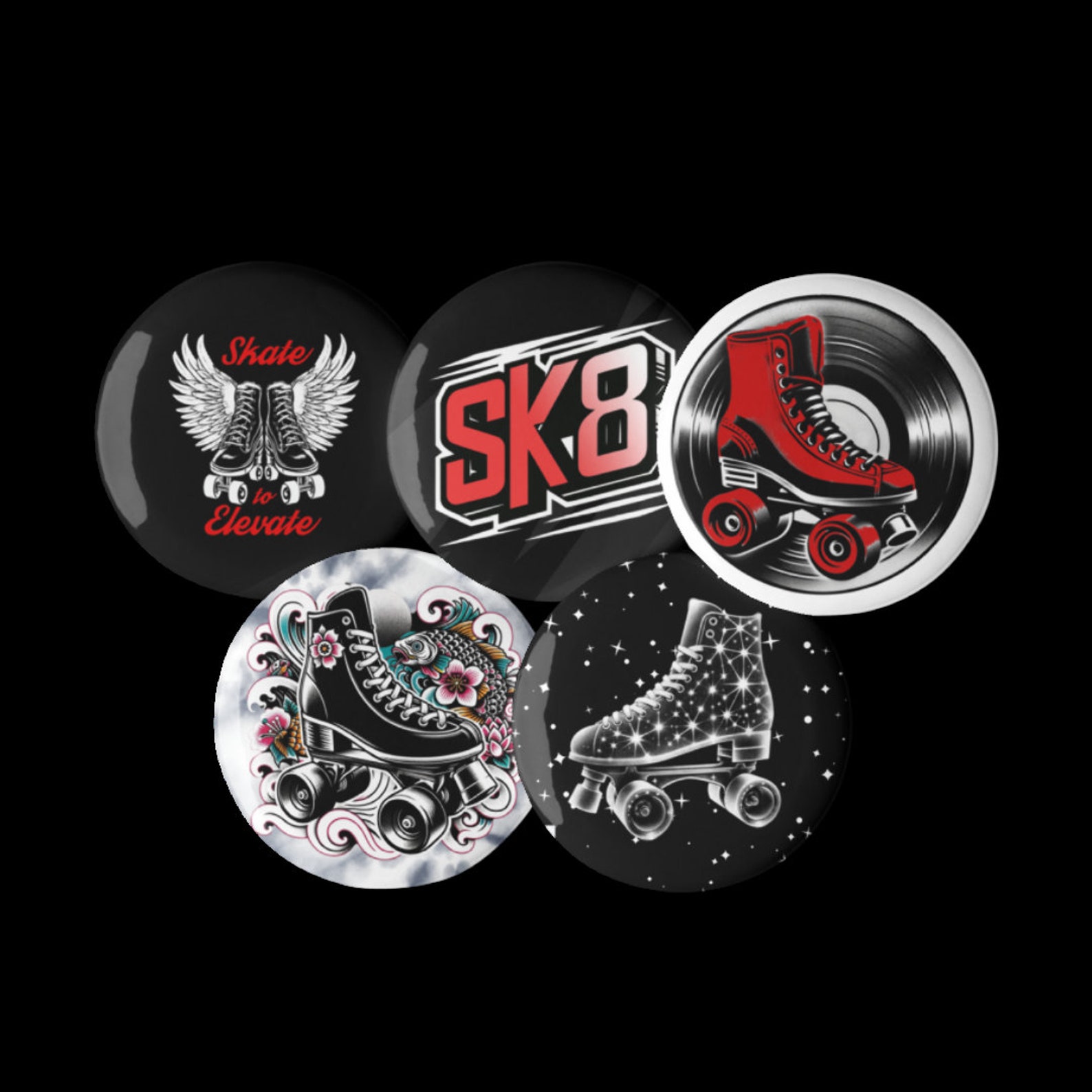Roller Skate Pin Buttons, Rhythm Skate Gift (set of 5) - Etsy