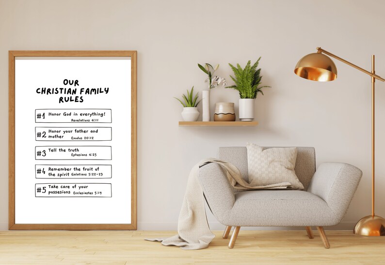 Christian Family Rules Poster Family Mission Statement - Etsy