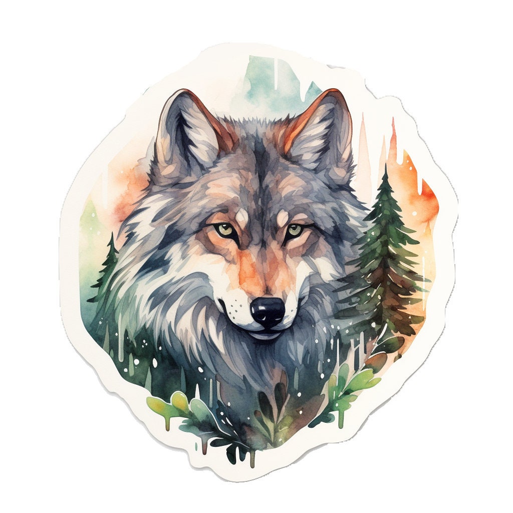 Wolf Sticker Pack 6 Unique Wolf Decals for Water Bottles, Laptops, and ...