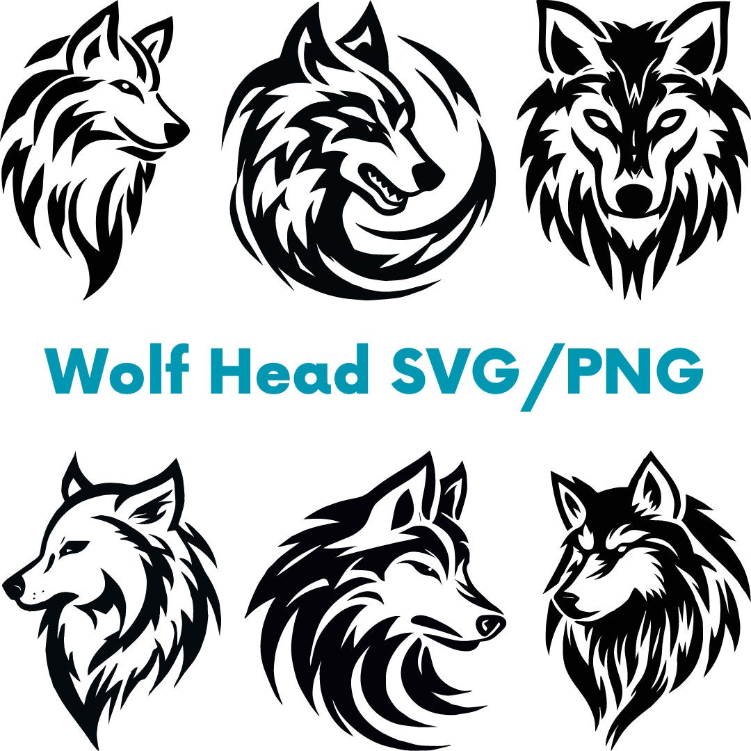 Wolf Head SVG Clipart 6-pack of Versatile Designs for Crafts - Etsy