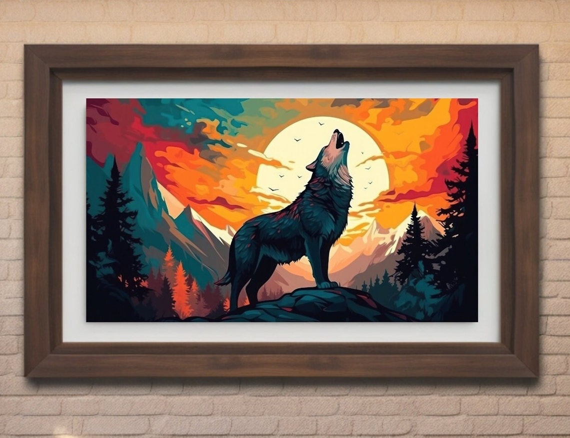 Wolf Digital Art, Howling Wolf Poster, Print Wall Art, Wolf Painting ...