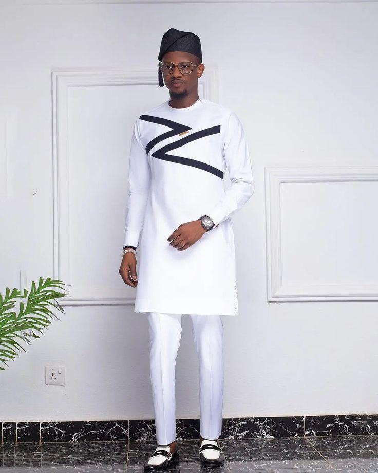 White African Men's Outfit, African Men's Clothing, Kaftan African Men ...