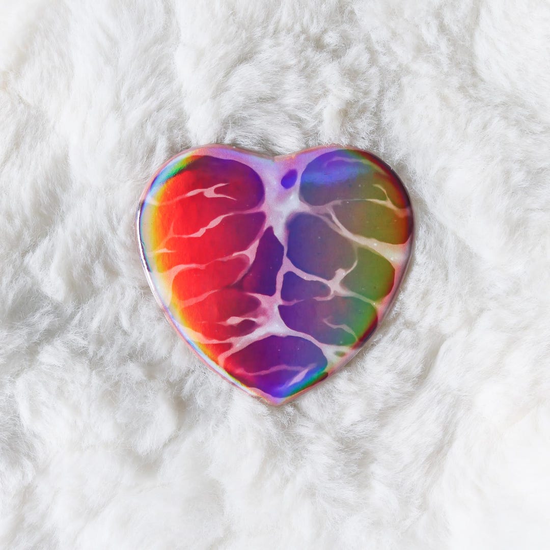 Holographic MEAT Heart Shaped Pins / Badges / Buttons - Etsy