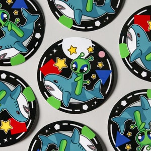 Ikea Alien & Shark Circle Vinyl Sticker - Etsy