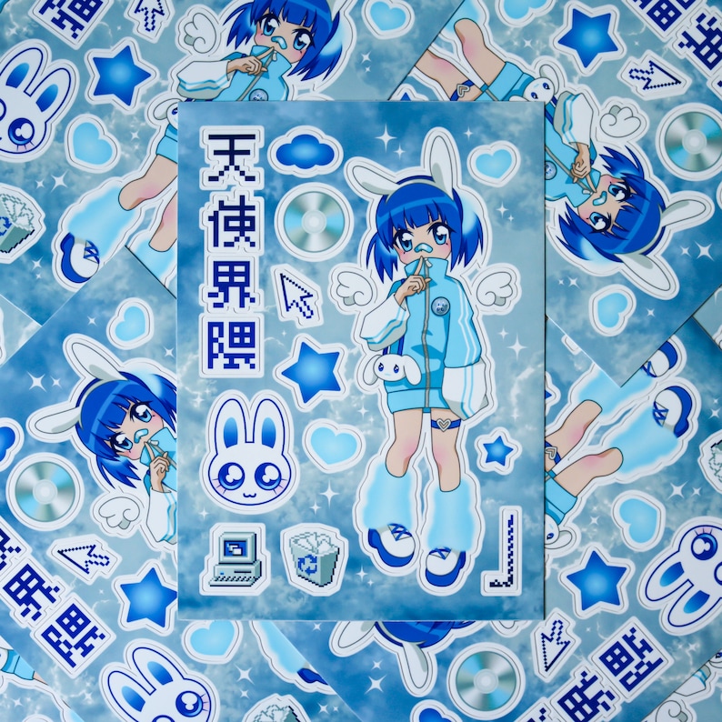 Tenshi Kaiwai Anime A5 Vinyl Stickers Sheet - Etsy