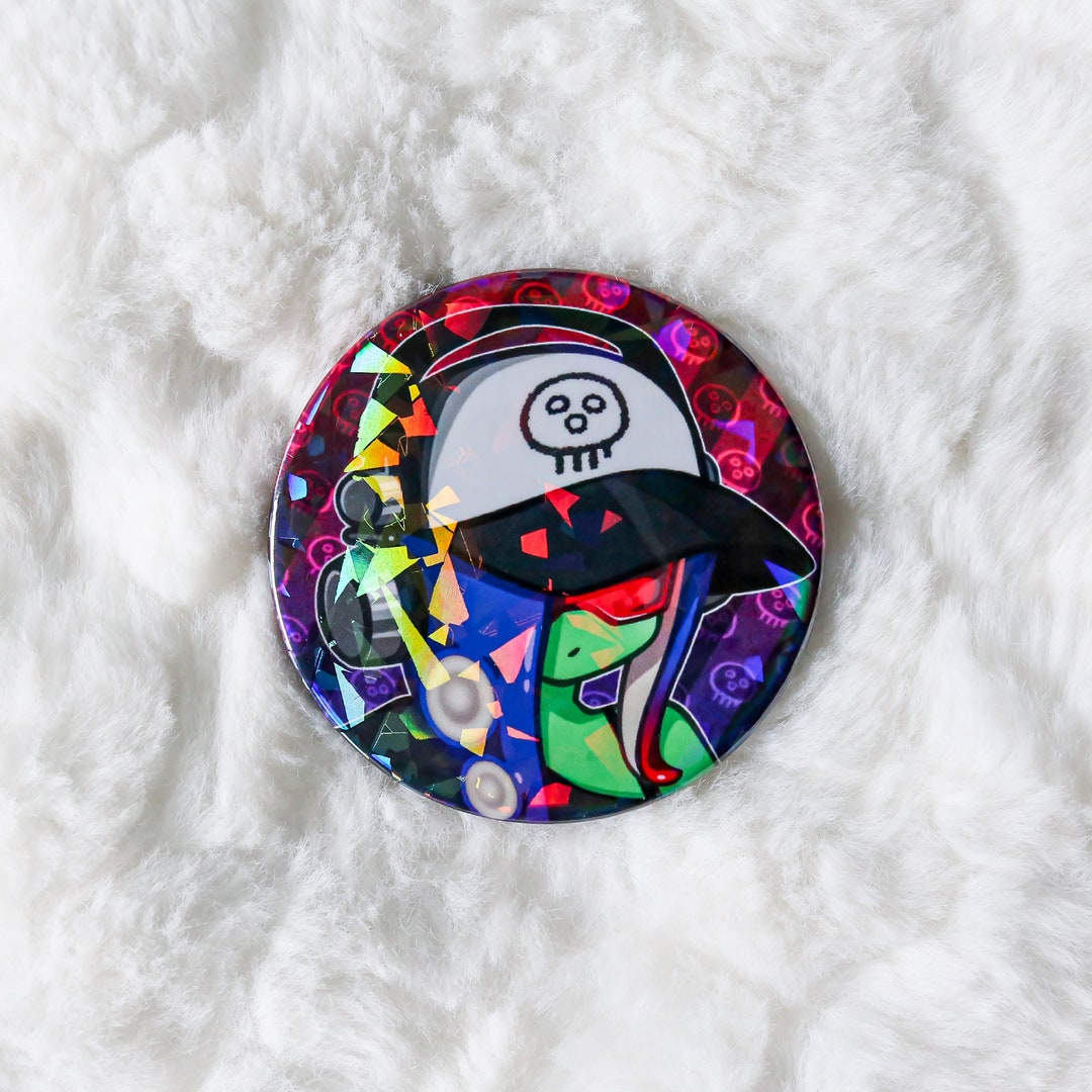 Holographic Acht DEDF1SH Splatoon 3 Side Order 58mm Pins / Badges ...