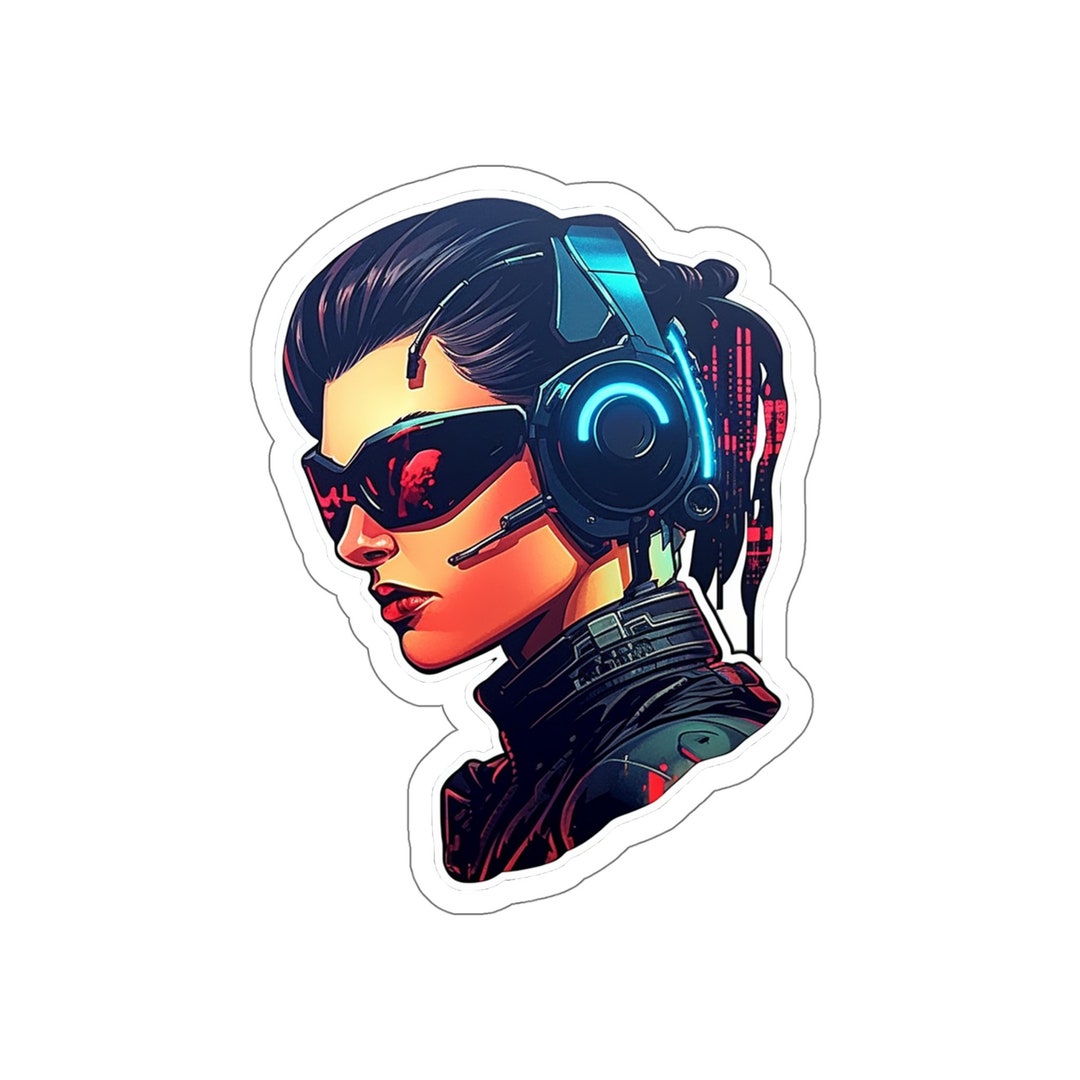 Cyberpunk Girl Die-cut Sticker hacker - Etsy