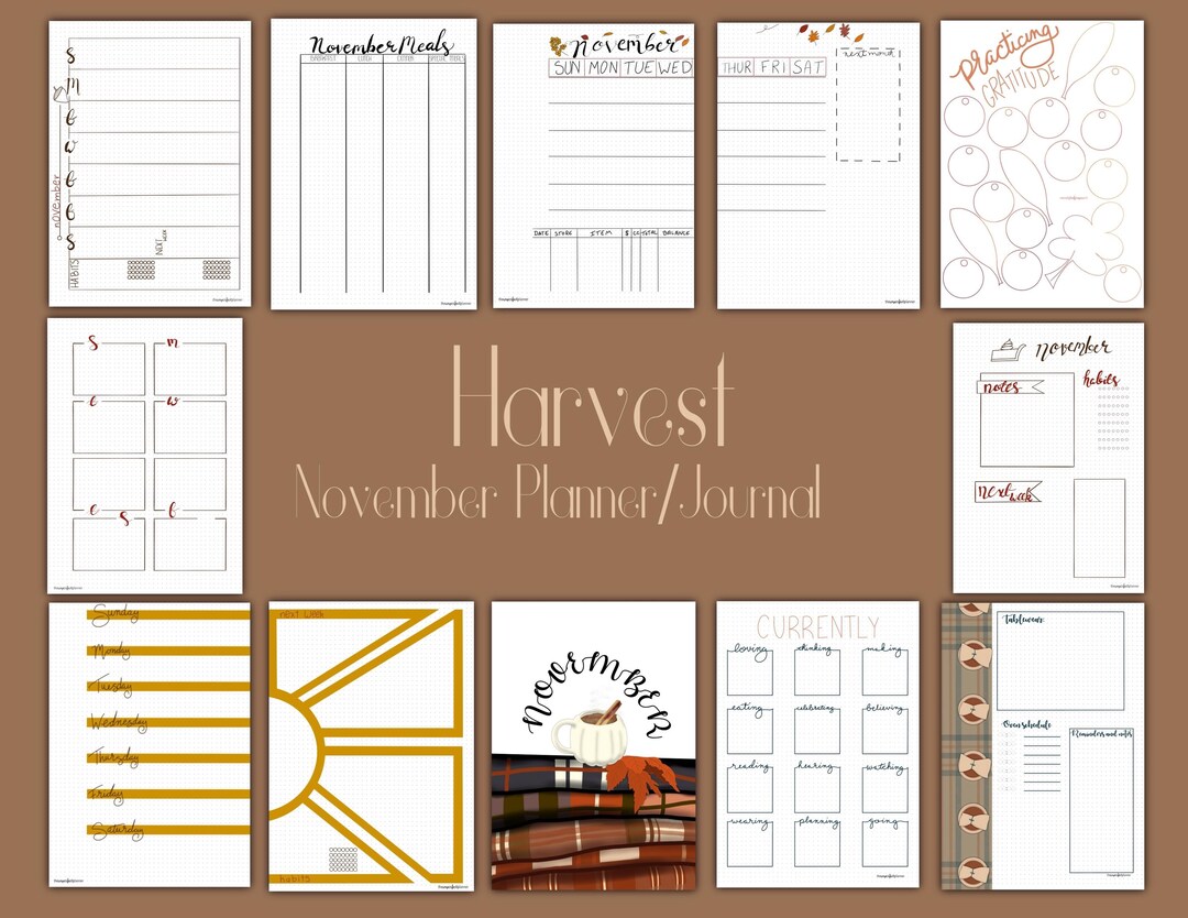 Printable November Bullet Journal | Dot Grid Planner - Etsy