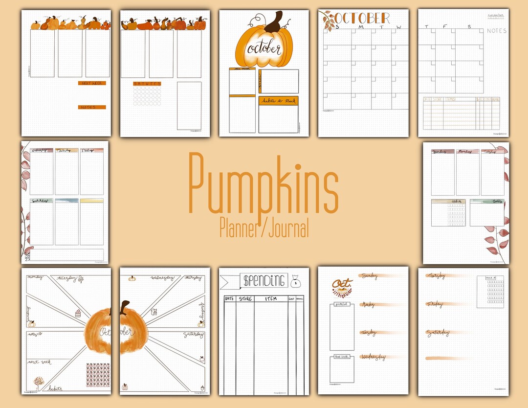Printable October Bullet Journal Dot Grid Planner - Etsy