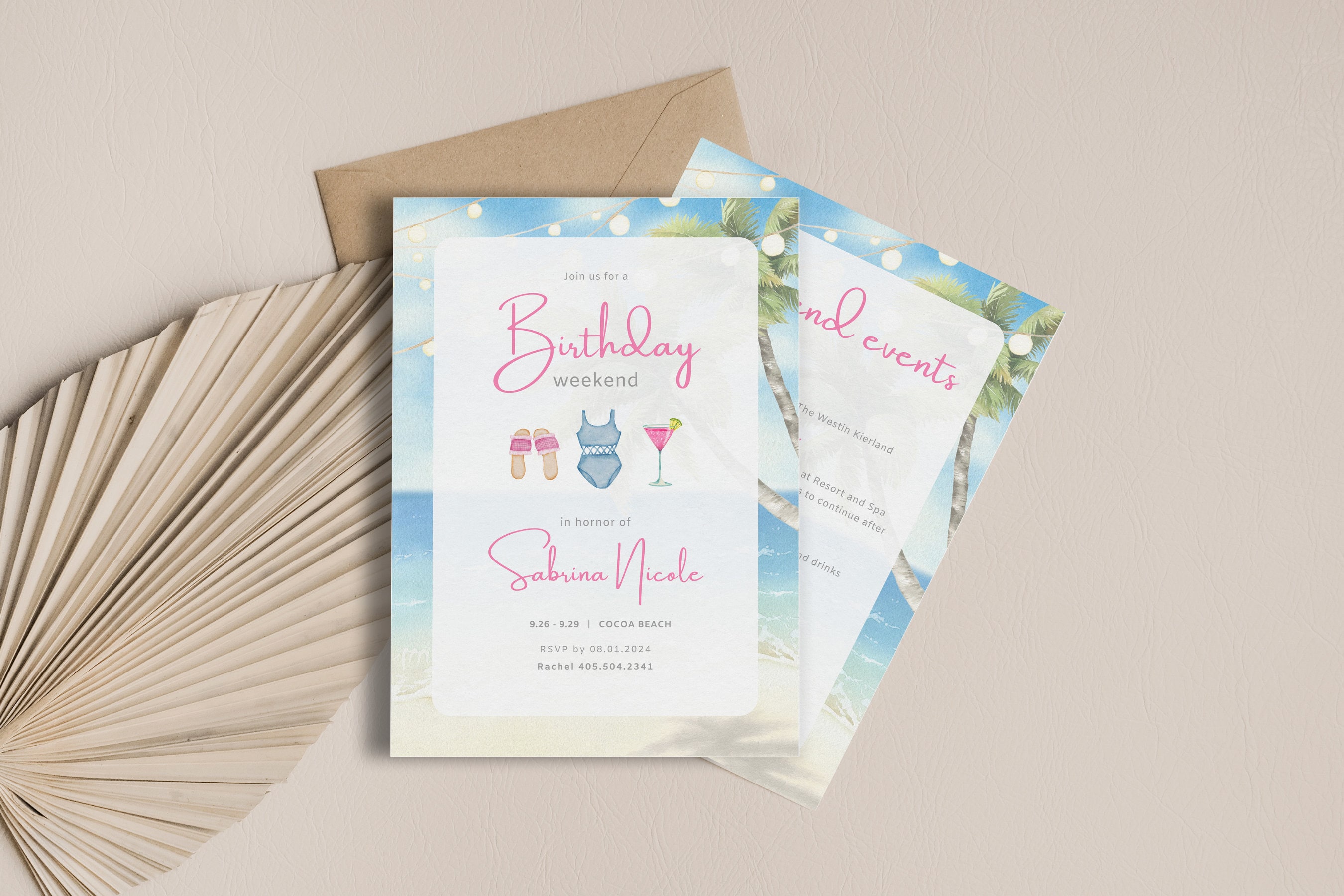 Beach Birthday Invitation & Itinerary L Printable Pool Theme Bday ...