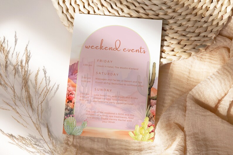 Scottsdale Bachelorette Invitation & Itinerary L Printable Arizona ...