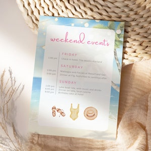 Beach Birthday Invitation & Itinerary L Printable Pool Theme Bday ...