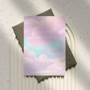 Clouds Bachelorette Invitation & Itinerary L Printable on Cloud Nine ...