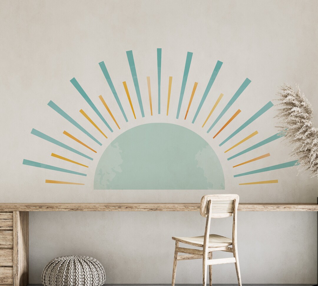Blue Half Sun Wall Decal: Colorful Nursery Decor - Etsy
