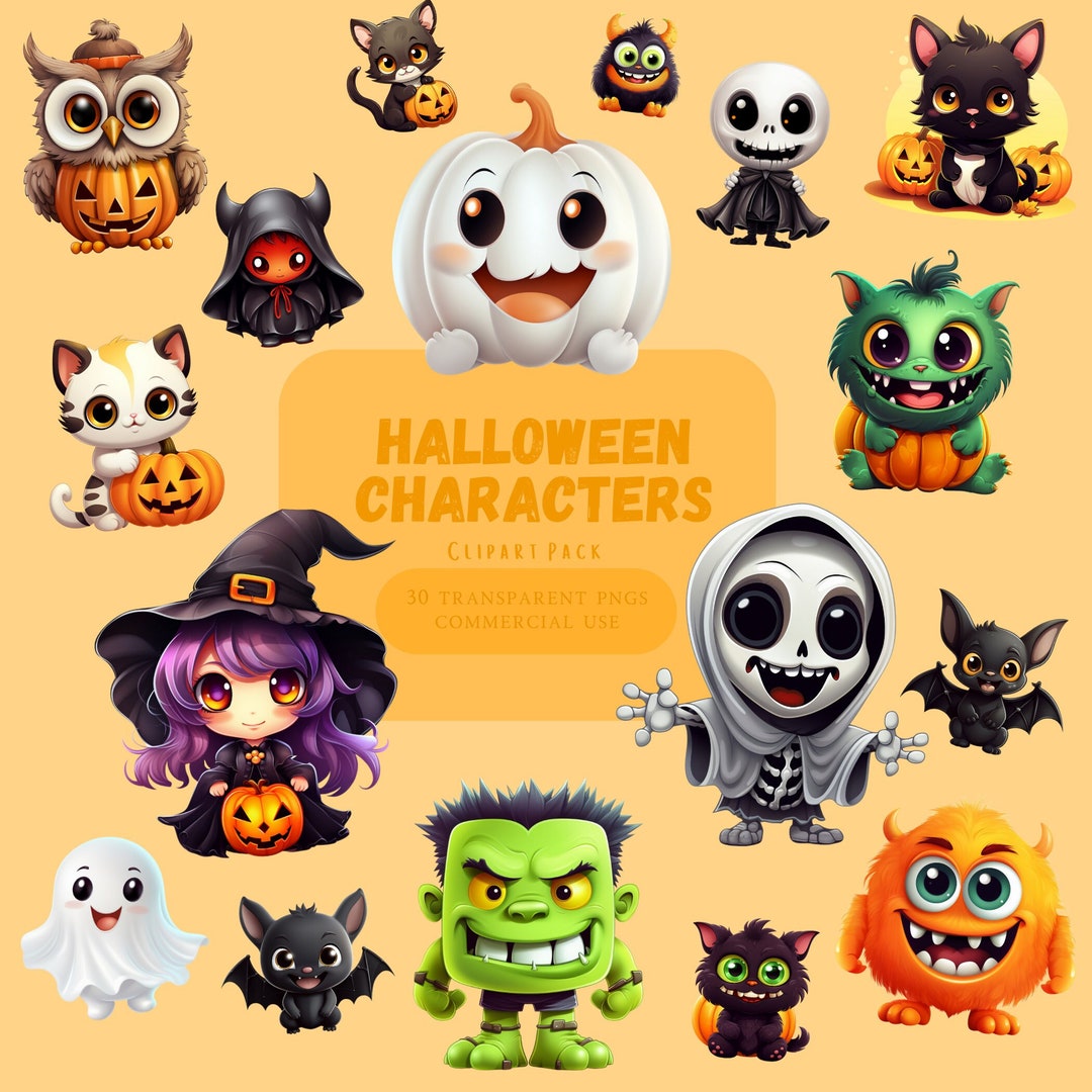 Halloween Characters Clip Art, Friendly Halloween, Cute Halloween ...