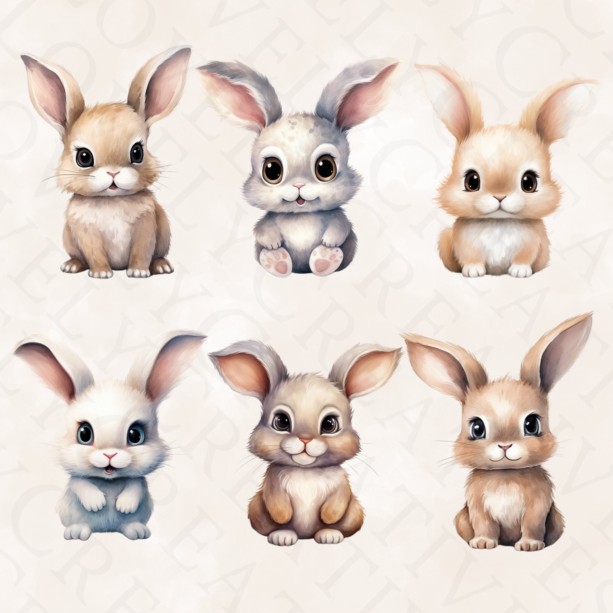 Watercolor Bunnies Clipart, Bunny, Spring Clipart, Easter Clip Art ...