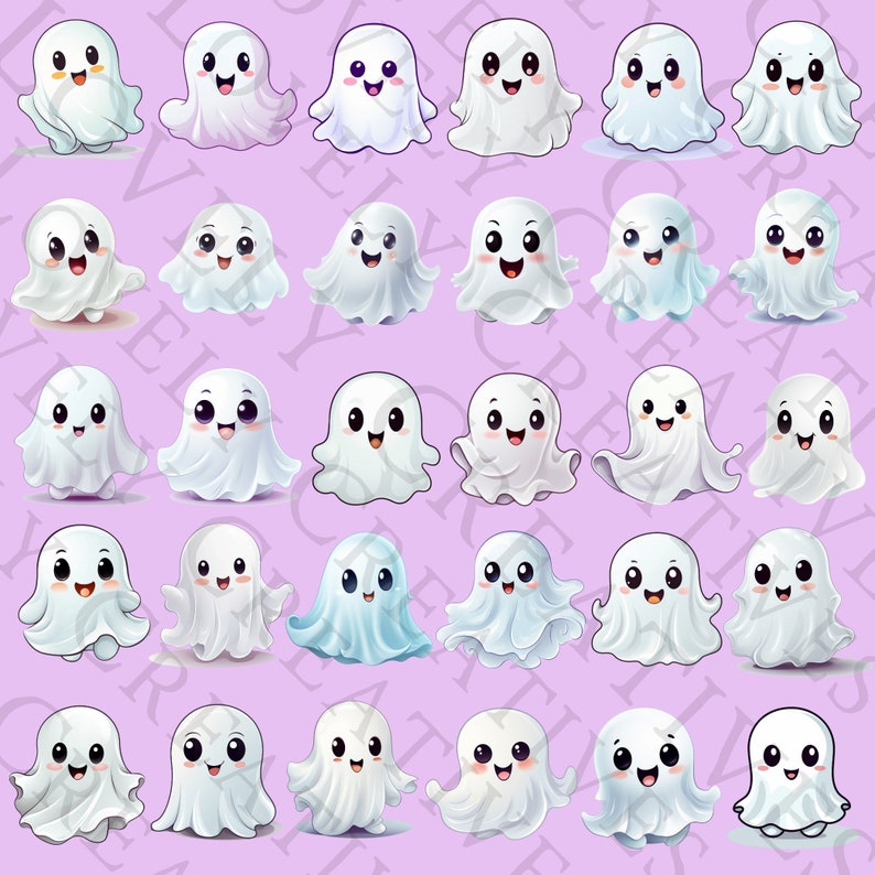 Ghost Characters Clip Art, Cute Ghost Clipart, Ghost Bundle, Halloween ...
