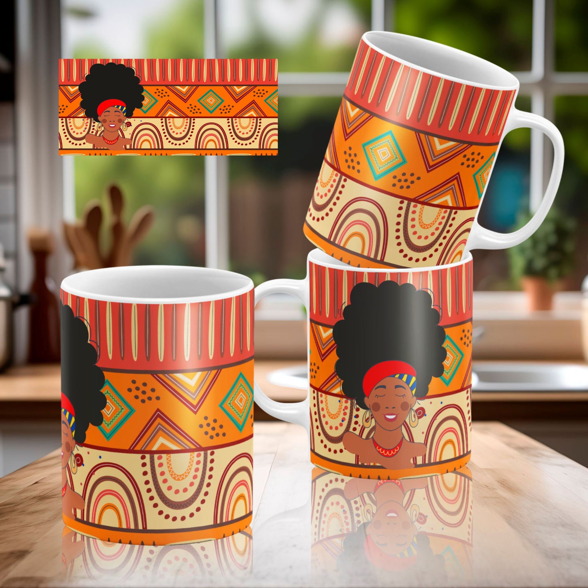 Black Girl Mug Wrap African American Designs Sublimation 15 Ozcoffee ...