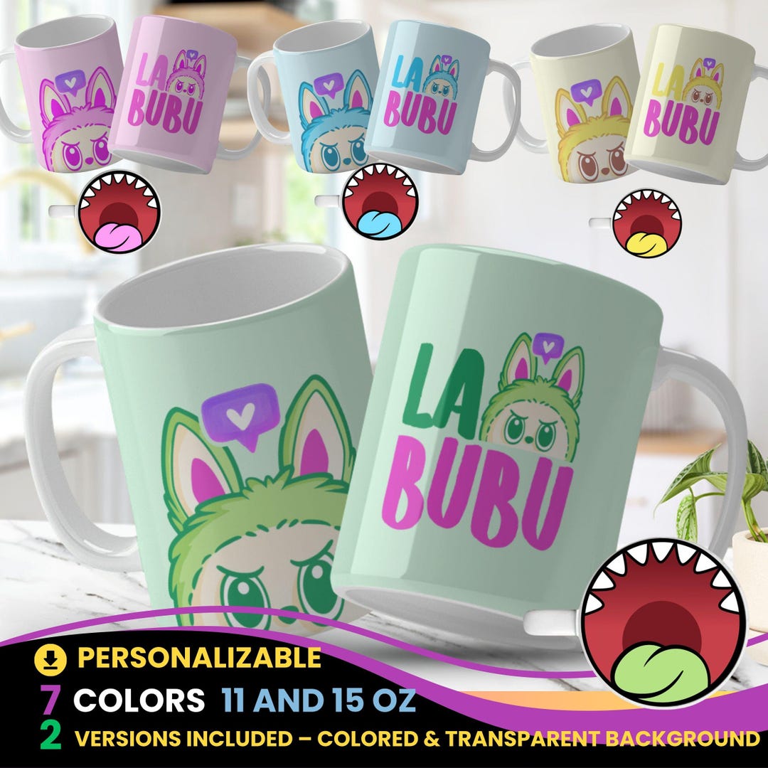Labubu Png Bundle La Bubu Mug Wrap Templates With Mouth Bottom Mugs ...