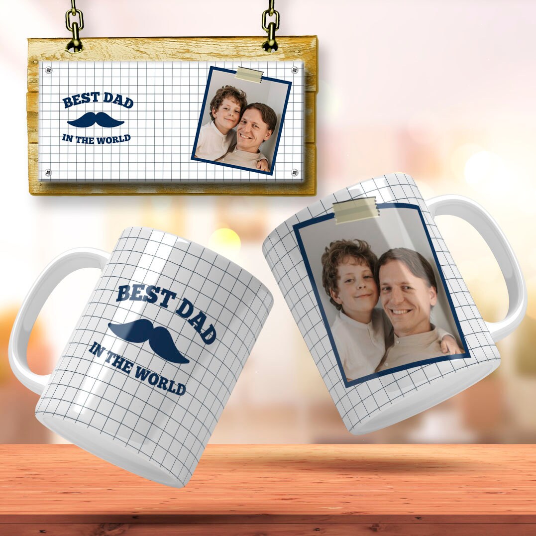 Dad Photo Mug Fathers Day Mug Wrap Picture Mug Template Png Dad Mug ...