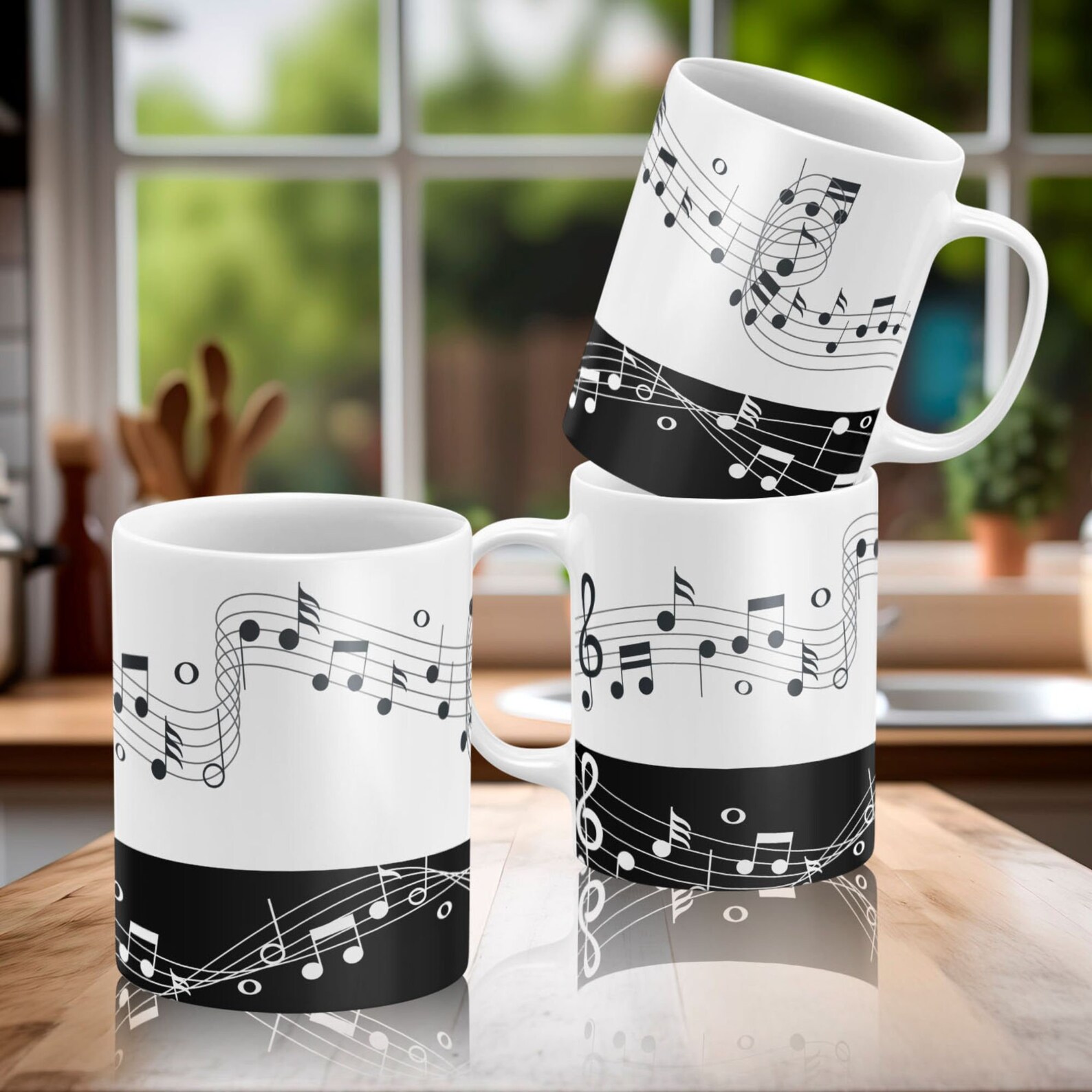Music Notes Sheet Sublimation Design Guitar Mug Png Digital Mug Wrap ...