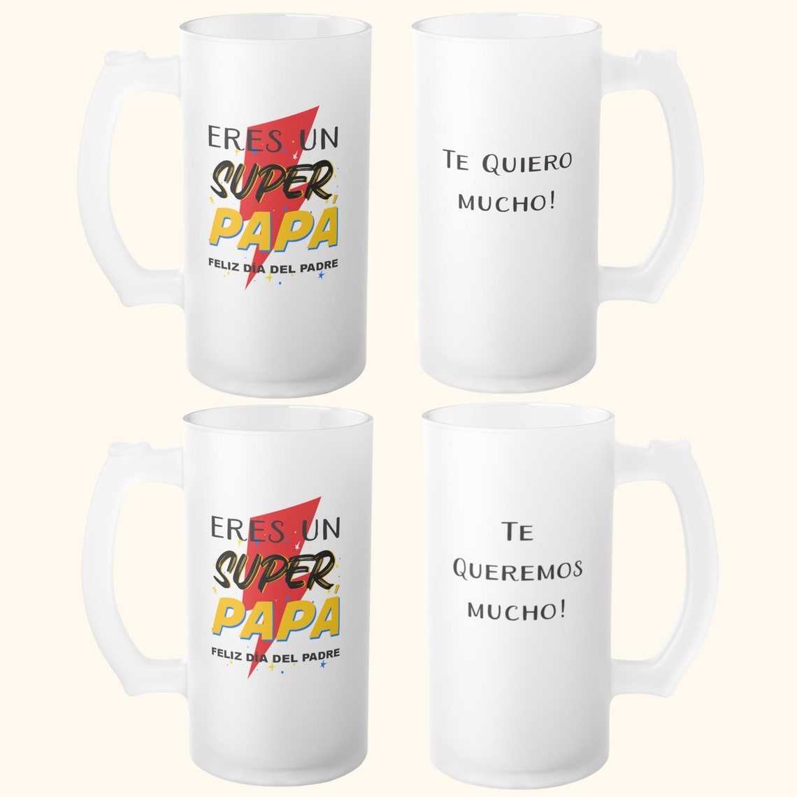 Feliz Dia Del Padre Beer Mug Png Cerveza Papa Wrap Fathers Day Beer Mug ...