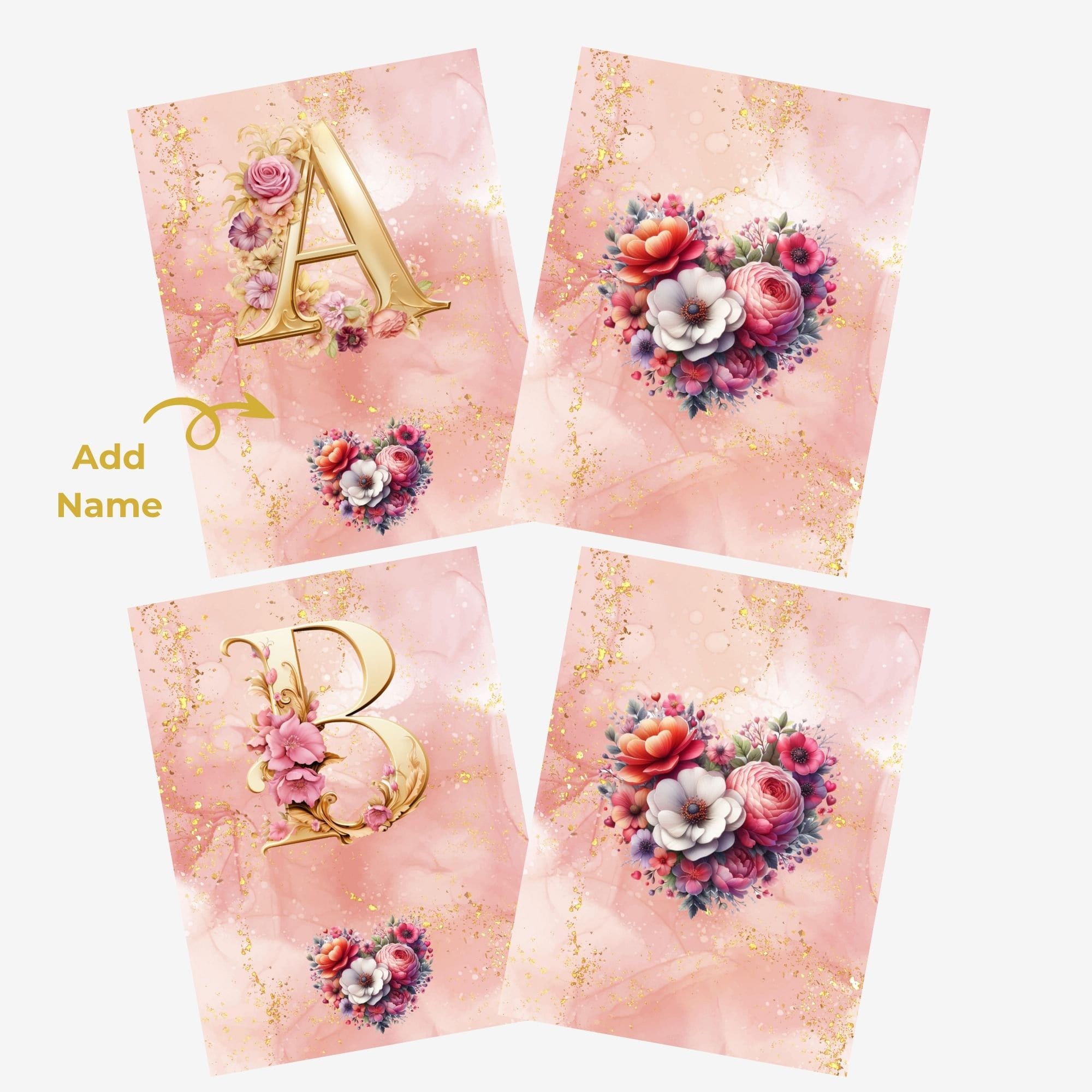 A5 Notebook Cover Floral Monogram Digital Journal Covers Png Printable ...