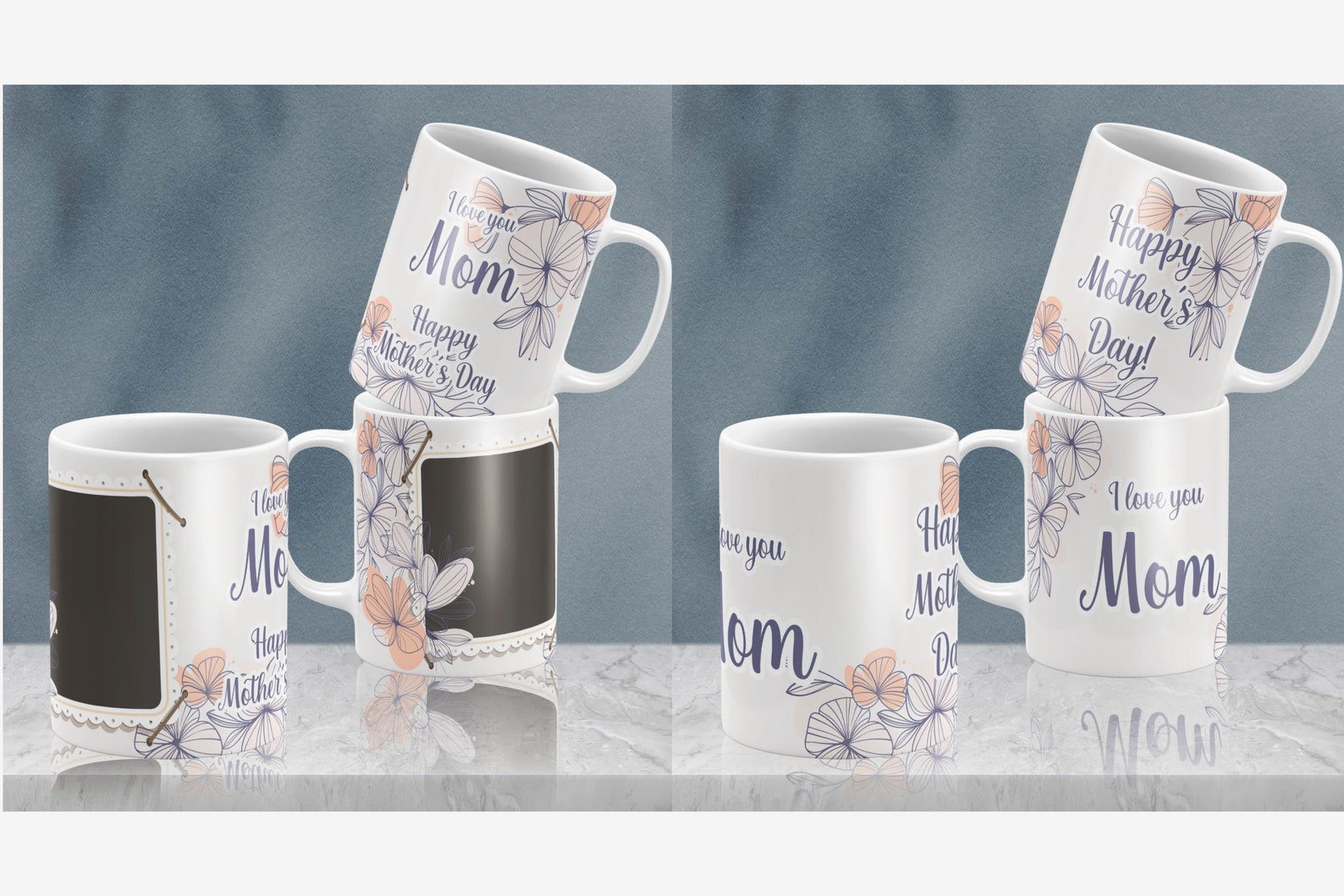 Happy Mothers Day Mug Template With Picture Mug Wrap Design Dia De ...