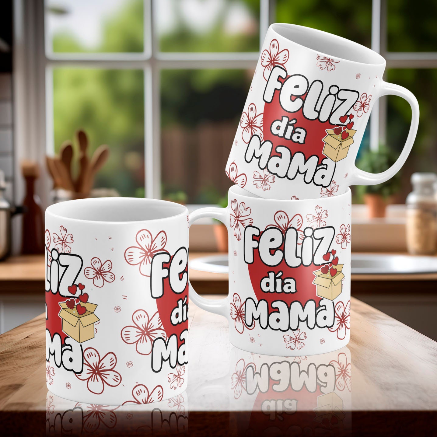Feliz Dia Mama Taza Dia De Las Madres Png Mug Wrap Template Mothers Day ...