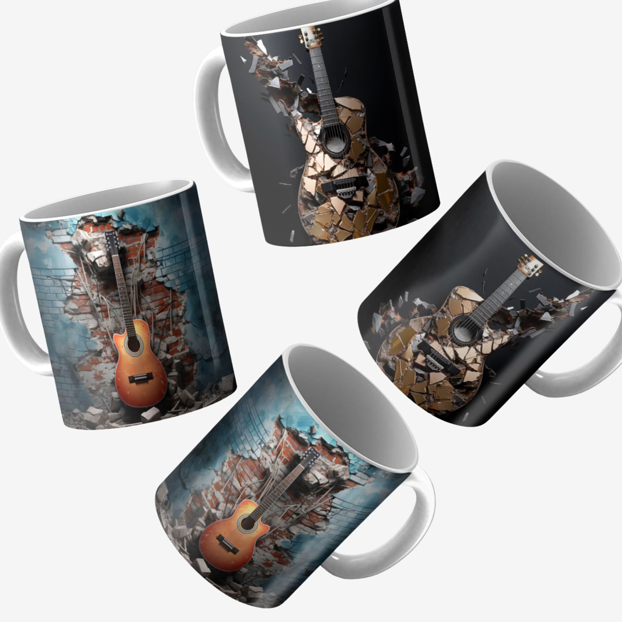 Acoustic Guitar Mug Wrap Png Guitar Coffee Mug Sublimation 15oz Guitar ...