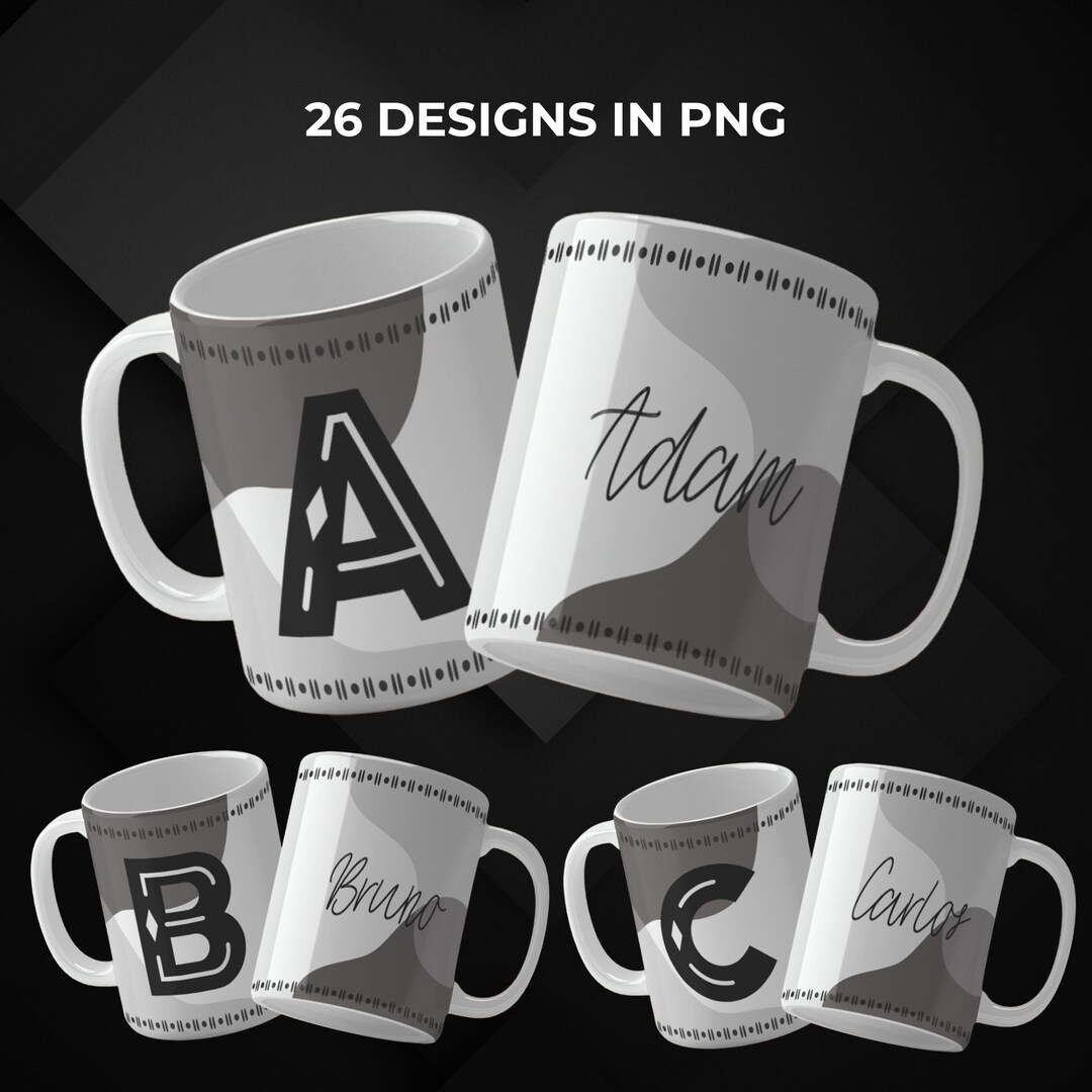 Male Monogram Initials Alphabet Mug Wrap Png Sublimation Mug Designs ...
