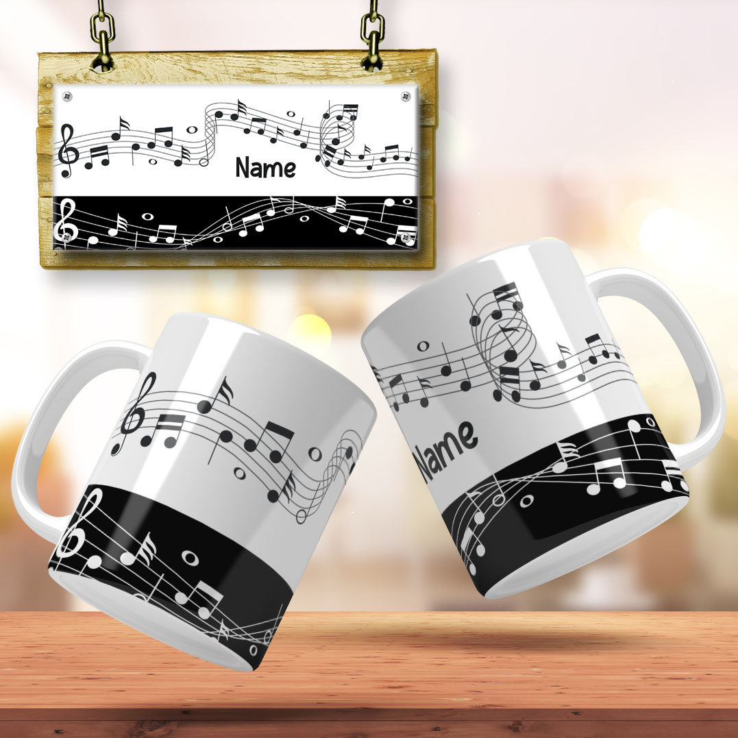 Music Note Mug Wrap Music Notes Sheet Sublimation Design Music ...