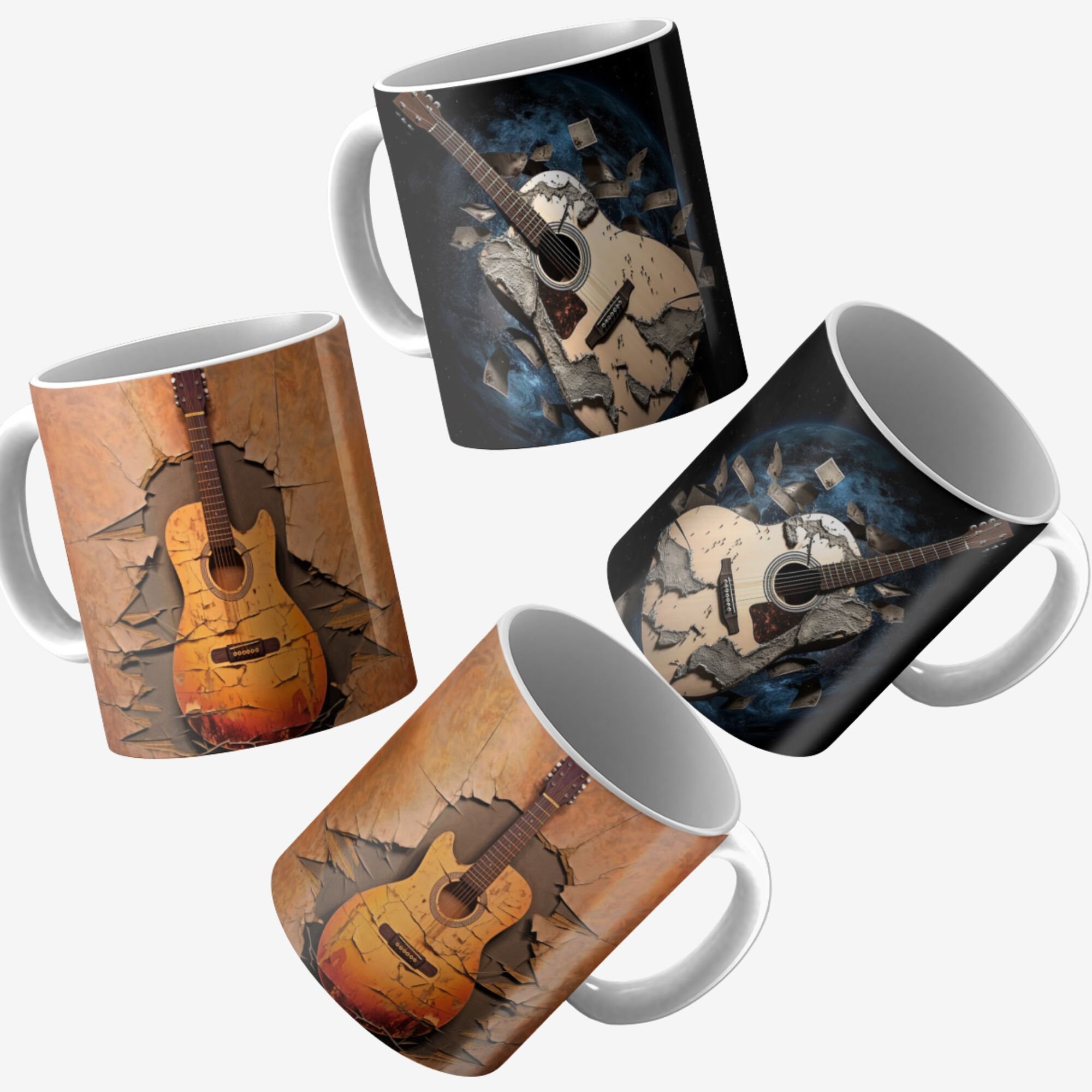 Acoustic Guitar Mug Wrap Png Guitar Coffee Mug Sublimation 15oz Guitar ...