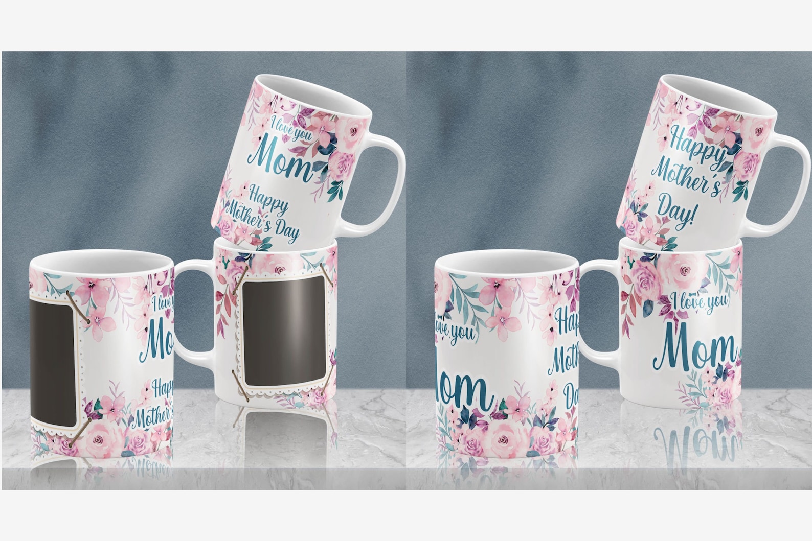Happy Mothers Day Mug Template With Picture Mug Wrap Design Dia De ...
