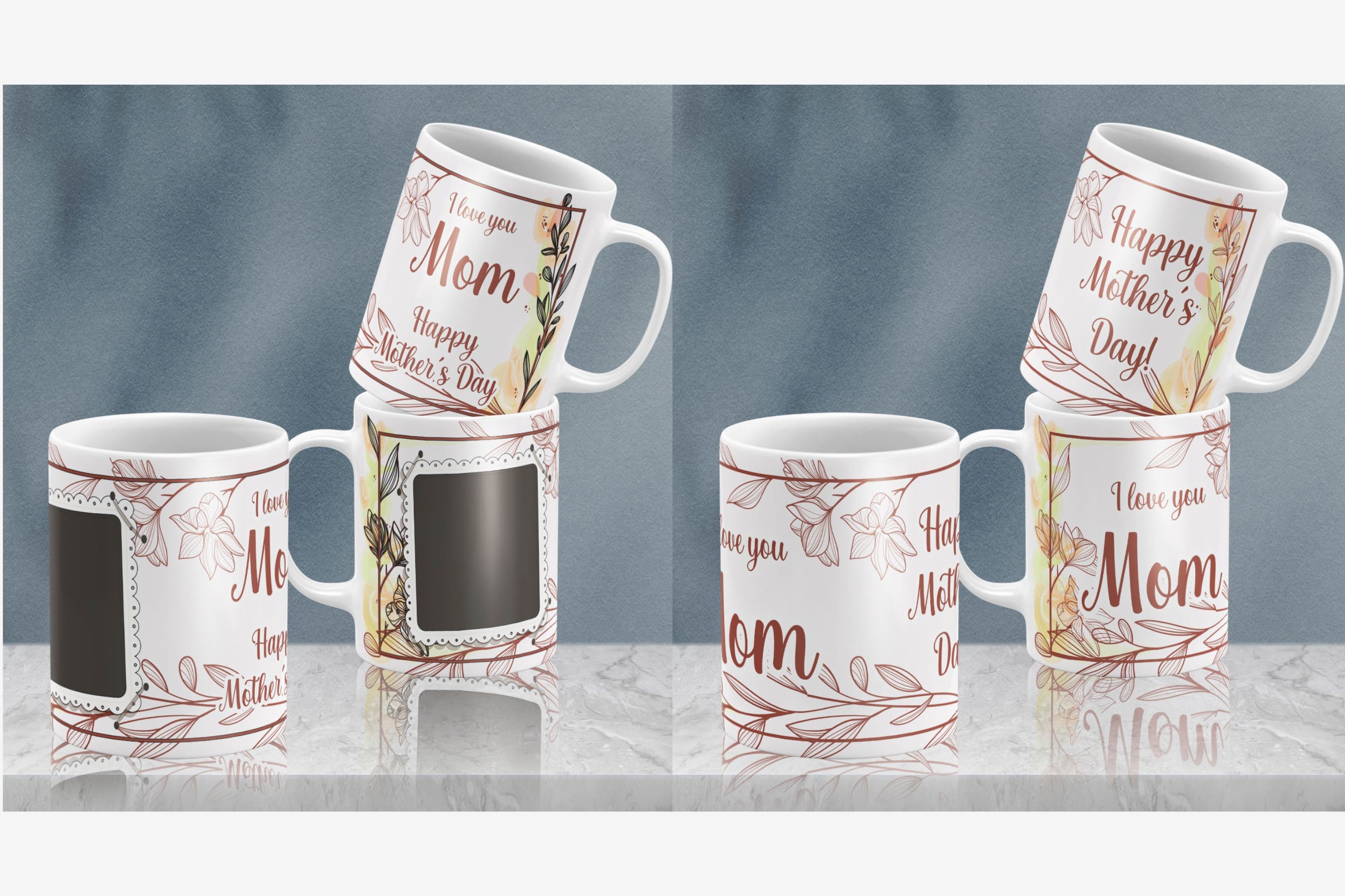 Happy Mothers Day Mug Template With Picture Mug Wrap Design Dia De ...