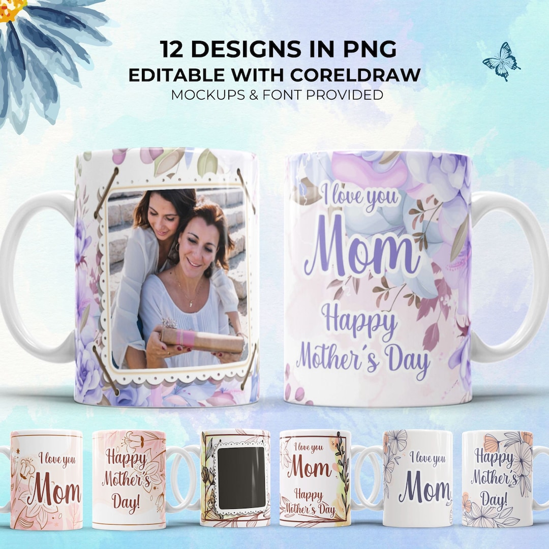 Happy Mothers Day Mug Template With Picture Mug Wrap Design Dia De ...