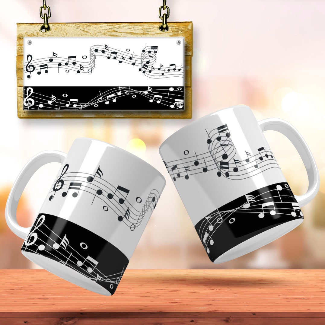 Music Note Mug Wrap Music Notes Sheet Sublimation Design Music ...