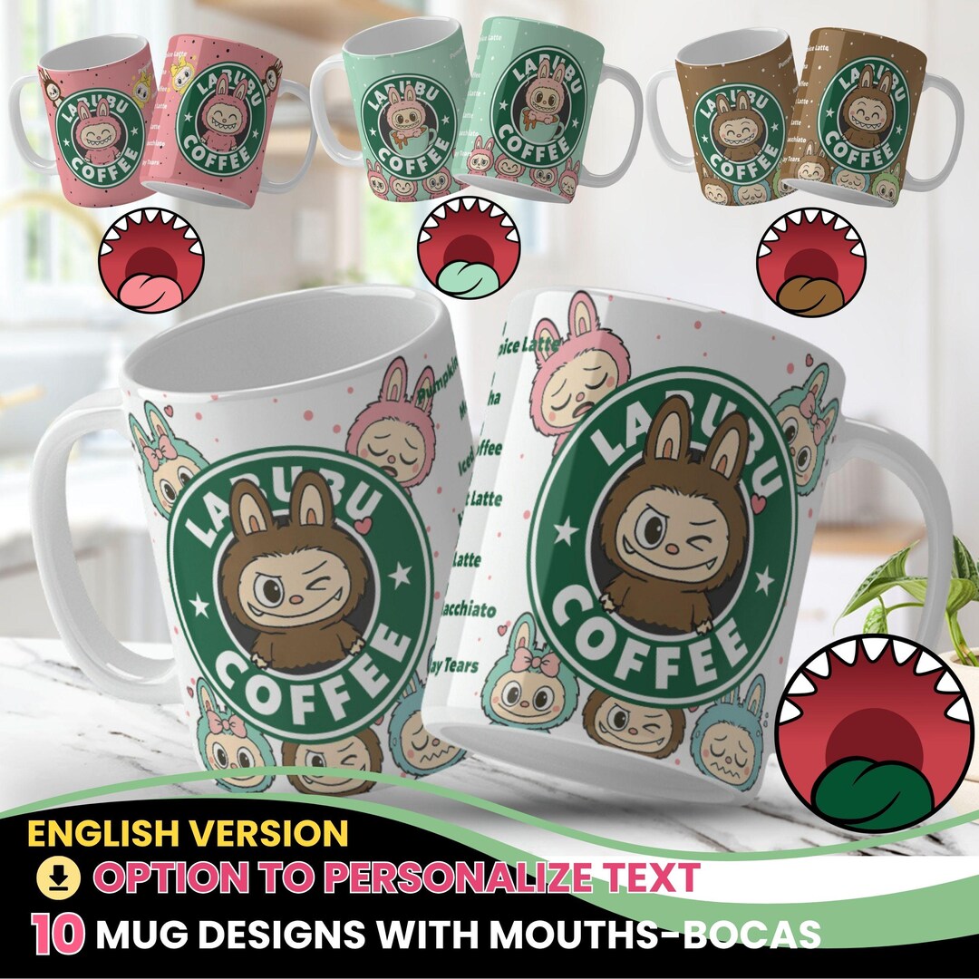 Labubu Png Bundle La Bubu Mug Wrap Labubu Mug Template Mouth Bottom ...