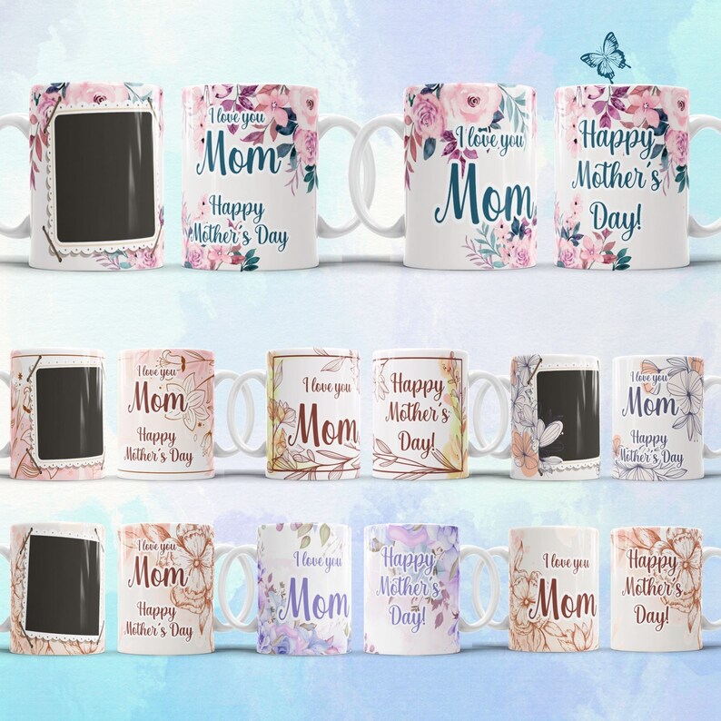 Happy Mothers Day Mug Template With Picture Mug Wrap Design Dia De ...