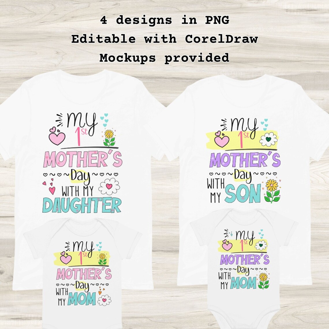 1st Mothers Day Shirt and Onesie Design Our First Mothers Day Matching ...