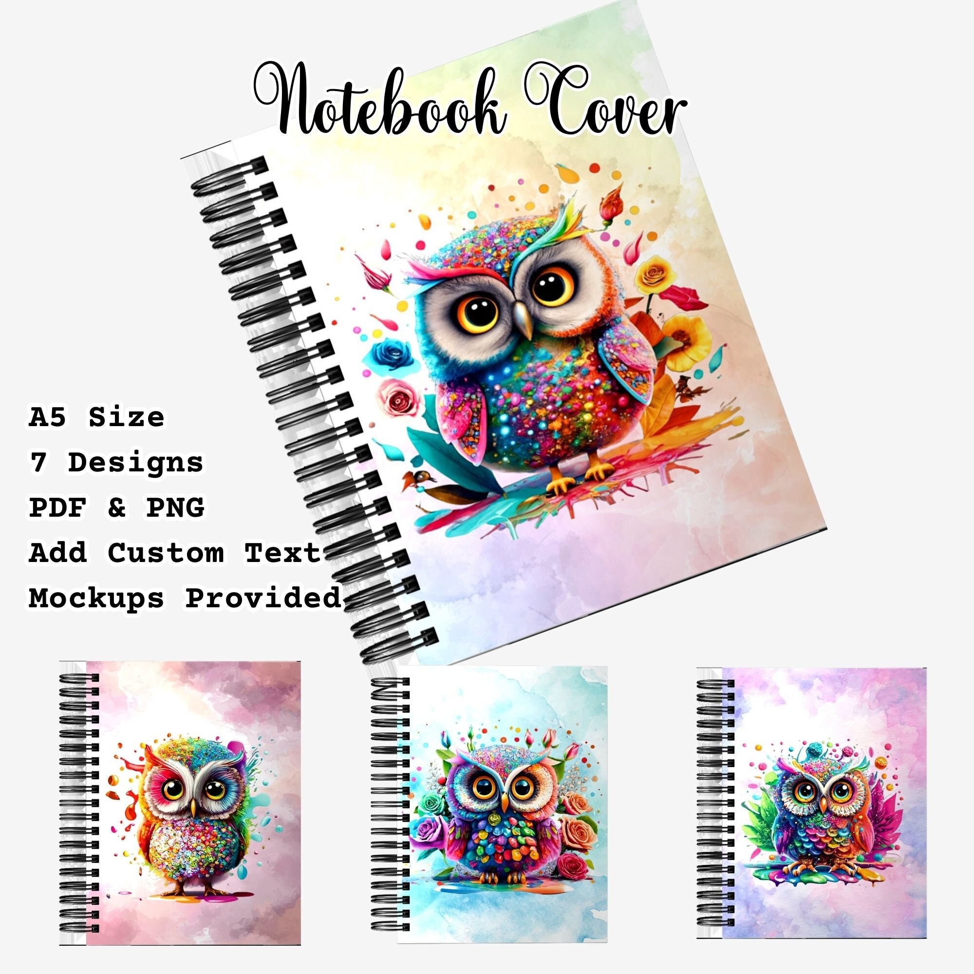 A5 Digital Notebook Cover Png Printable Goodnotes Digital Covers Owl ...