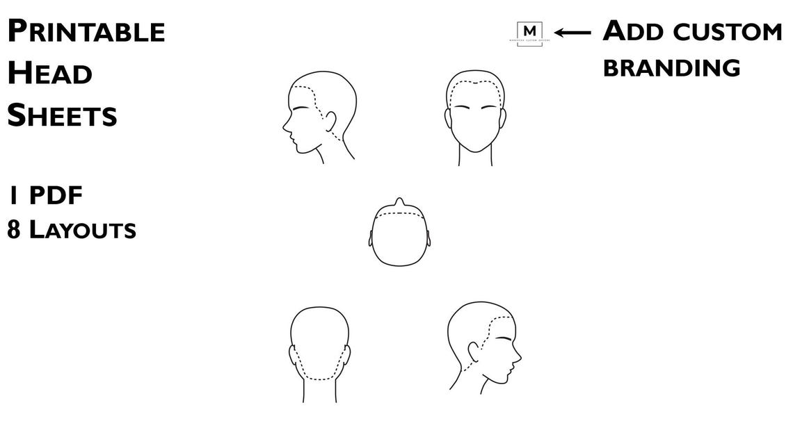 Hairdressing Head Diagram Sheets: Technical Printouts (digital File) - Etsy