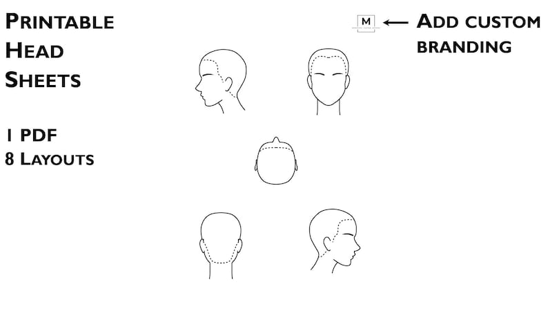 Hairdressing Head Diagram Sheets: Technical Printouts (digital File) - Etsy