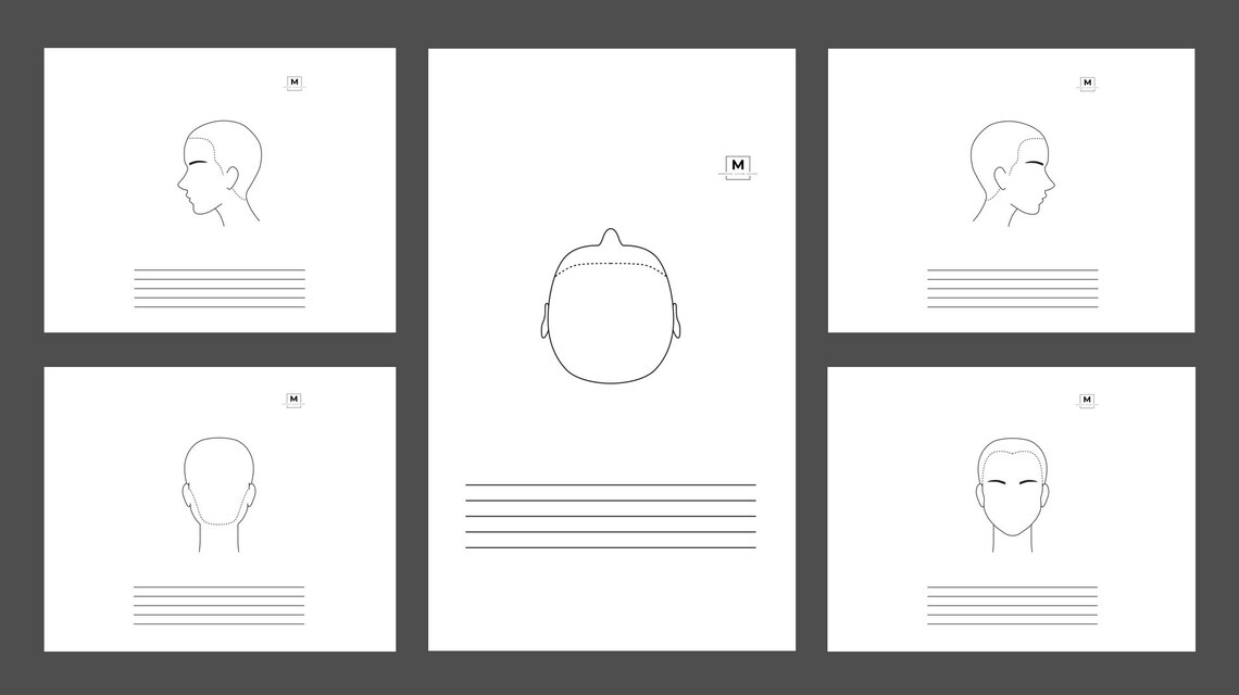 Hairdressing Head Diagram Sheets: Technical Printouts (digital File) - Etsy