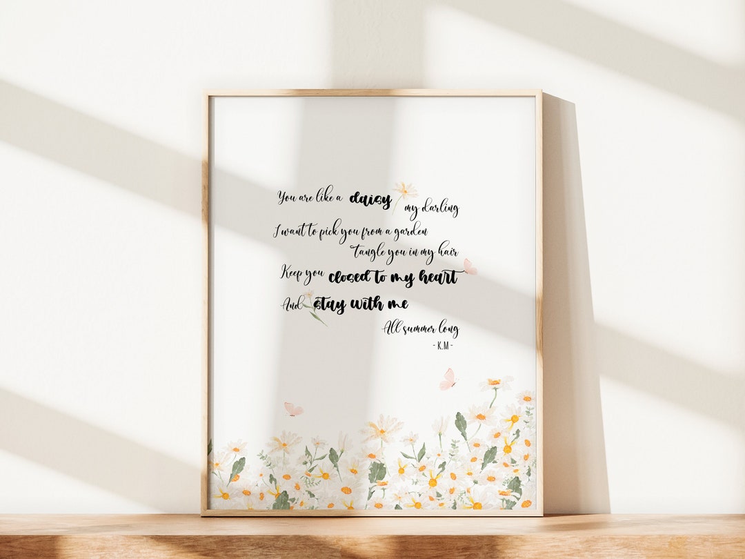 Printable Poem Wall Art, Daisy Poem, Love Poem, Flower Wall Art, Quote ...