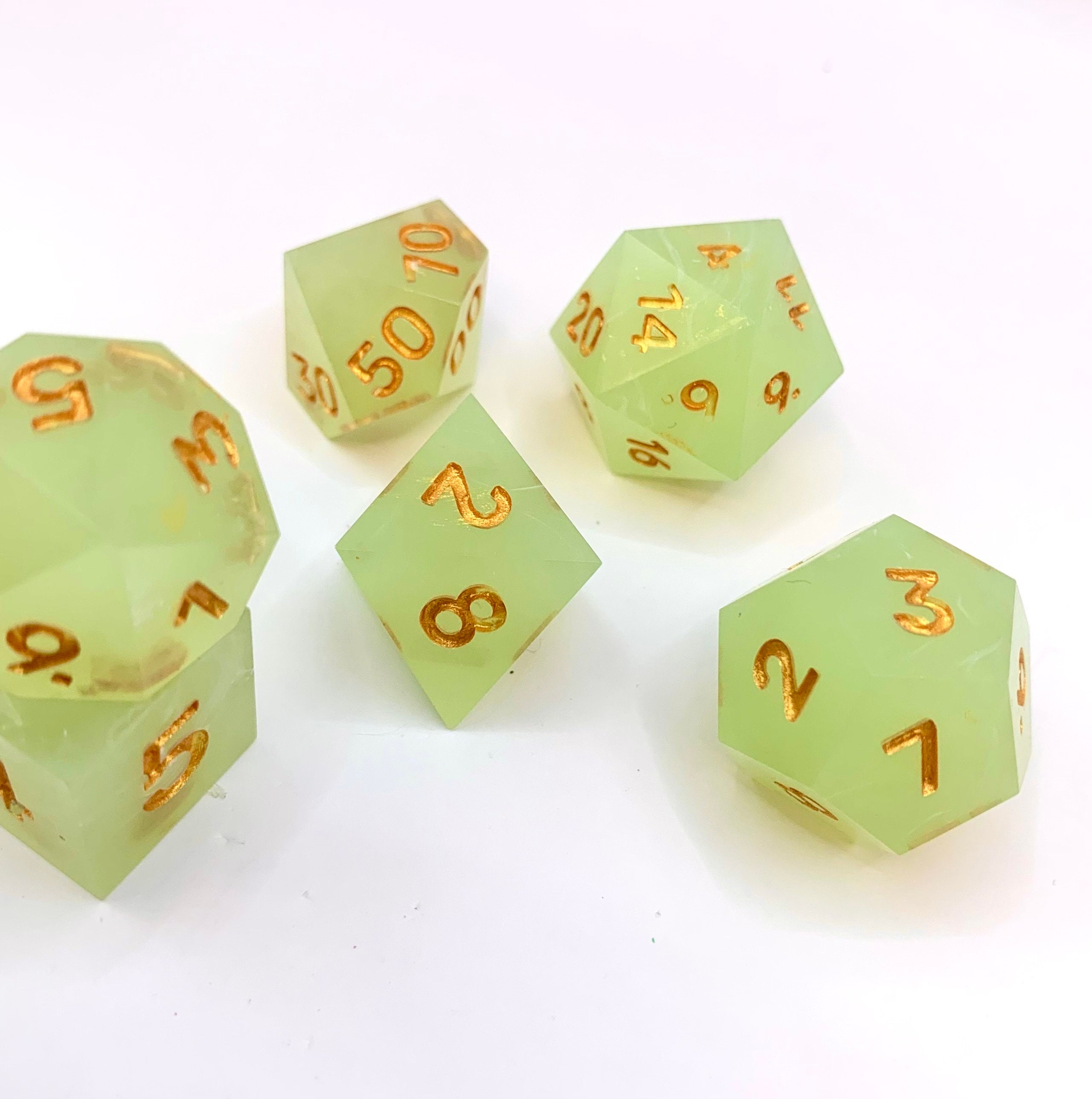 Jade Jade Green and Gold Dnd Dice - Etsy
