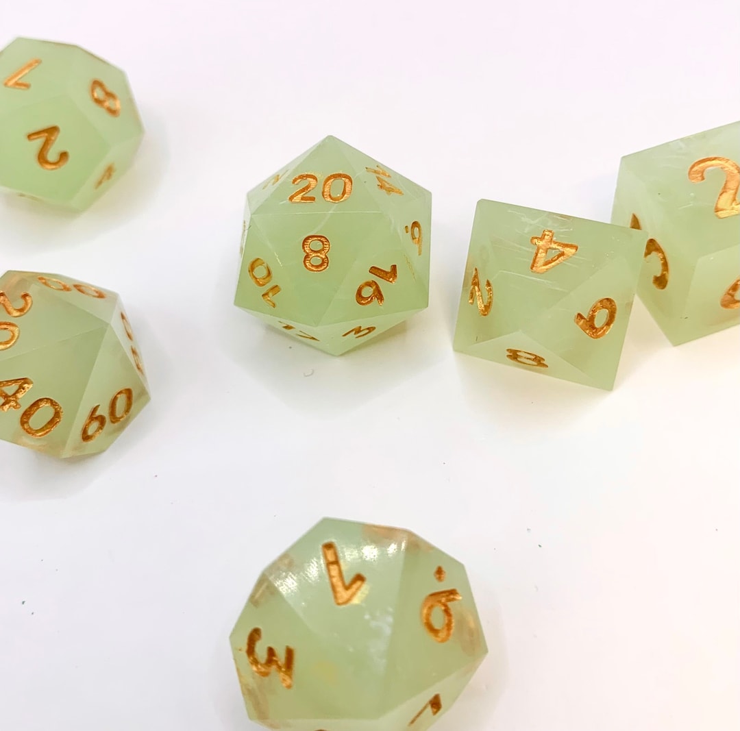 Jade- Jade Green and Gold Dnd Dice - Etsy