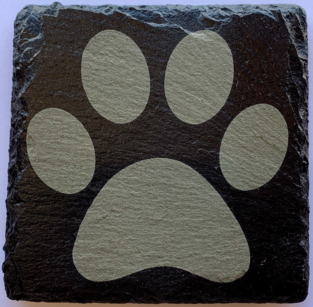 Paw Print Slate Coaster - Etsy